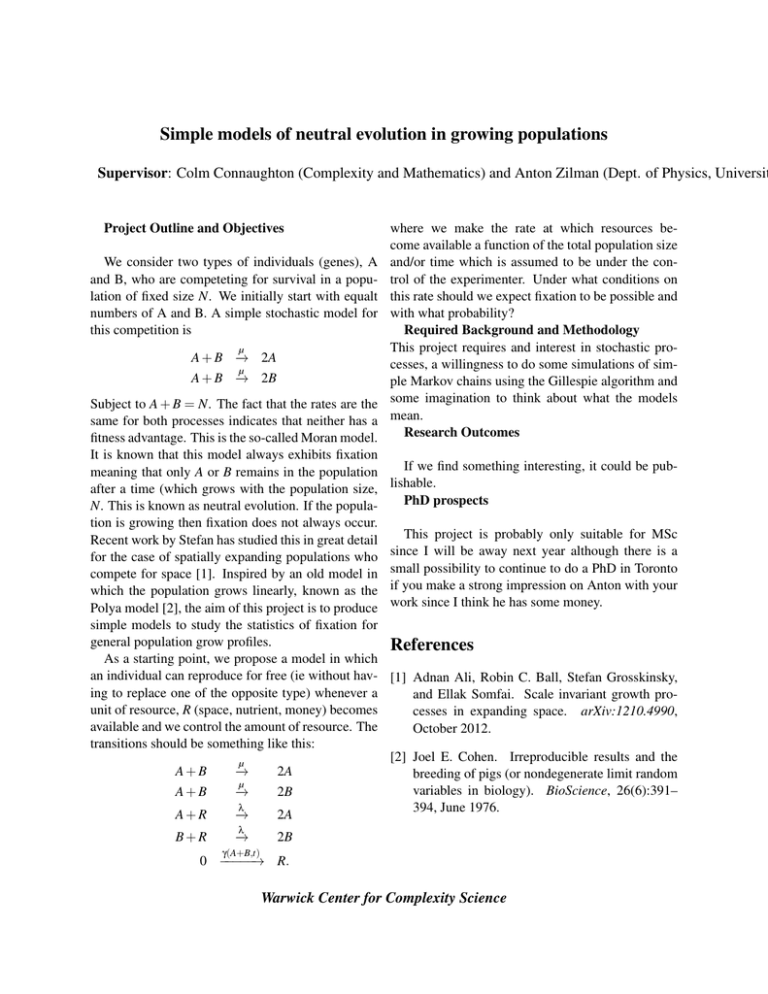 Simple models of neutral evolution in growing populations