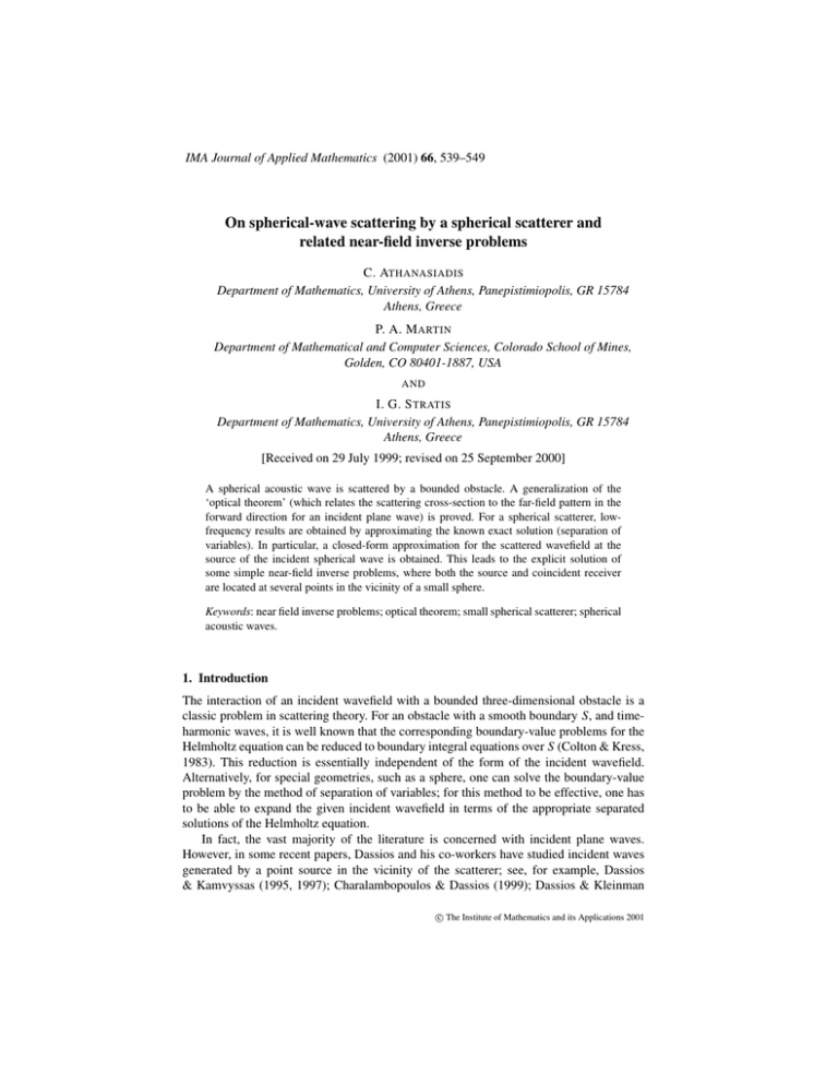 Spherical Wave Scattering & Near-Field Inverse Problems