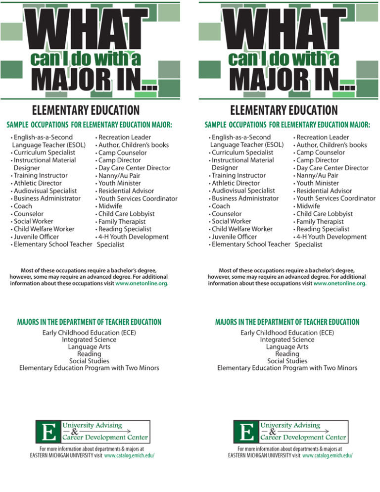 WHAT MAJOR IN... can I do with a ELEMENTARY EDUCATION