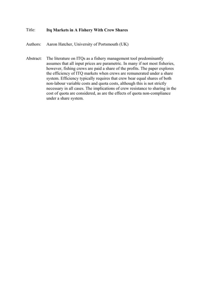 Title: Authors: Aaron Hatcher, University of Portsmouth (UK)