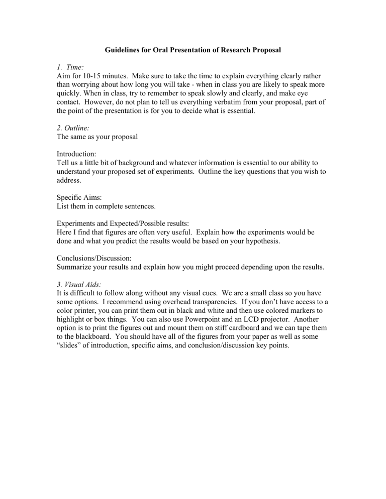 Research Proposal Presentation Guidelines