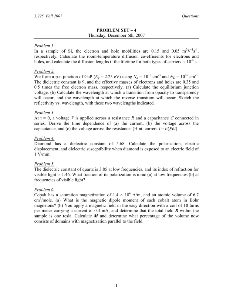 Problem Thursday December 6th 2007 Problem 1