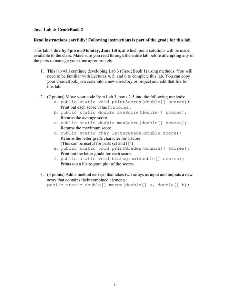 Java Lab 4: GradeBook 2