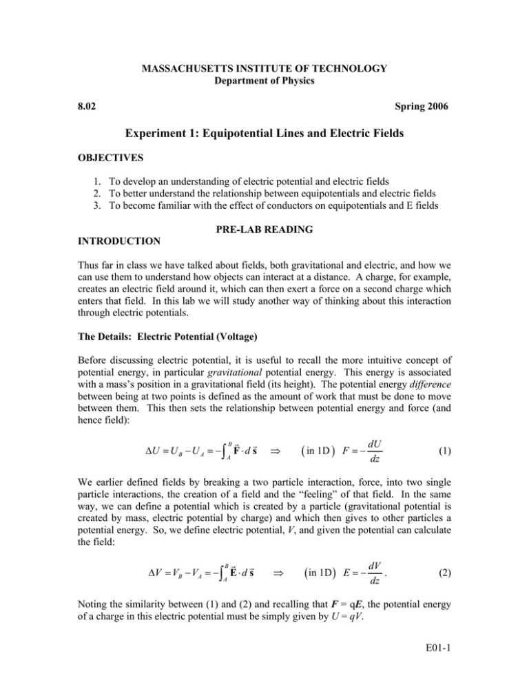 Equipotential Lines & Electric Fields Lab - MIT Physics