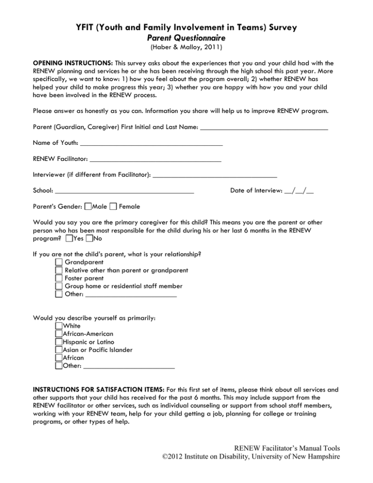 YFIT Youth And Family Involvement In Teams Survey Parent Questionnaire yfit-youth-and-family-involvement-in-teams-survey-parent-questionnaire