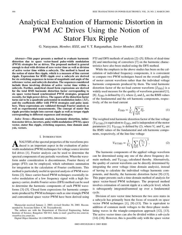 Harmonic Distortion in PWM AC Drives: Stator Flux Ripple