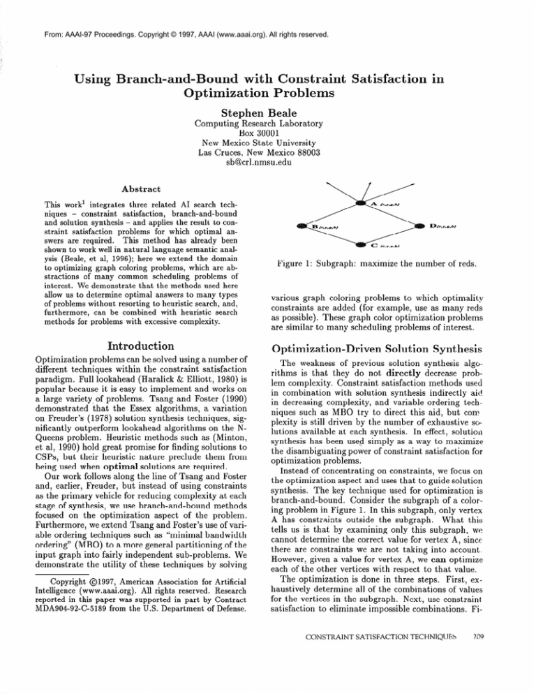 Using Branch And Bound With Constraint Satisfaction