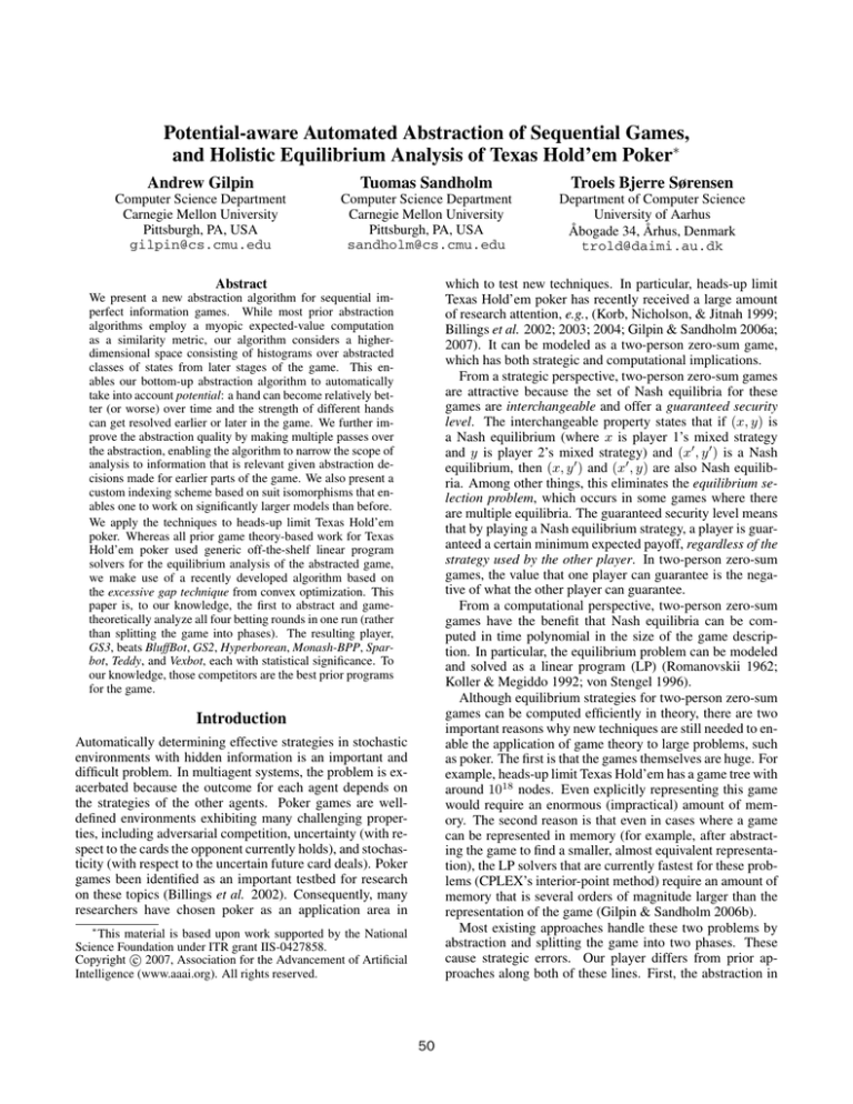 Potential Aware Automated Abstraction Of Sequential Games
