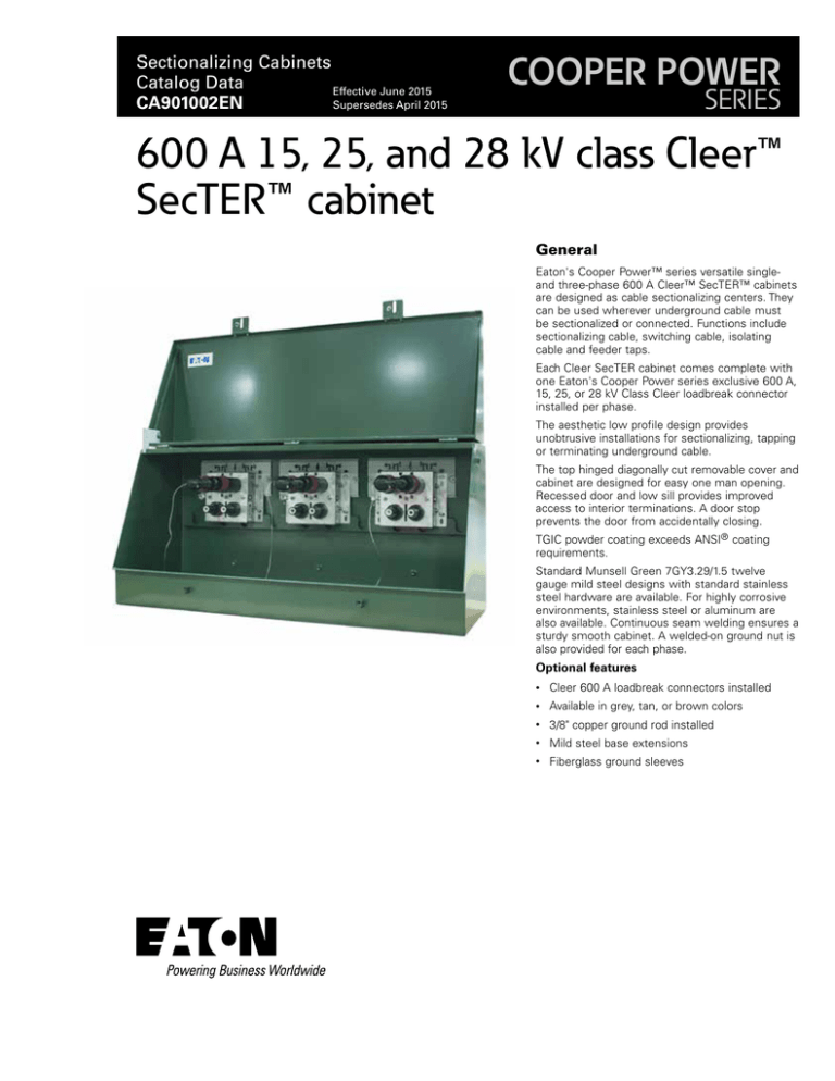 600 A 15, 25, and 28 kV class Cleer SecTER cabinet
