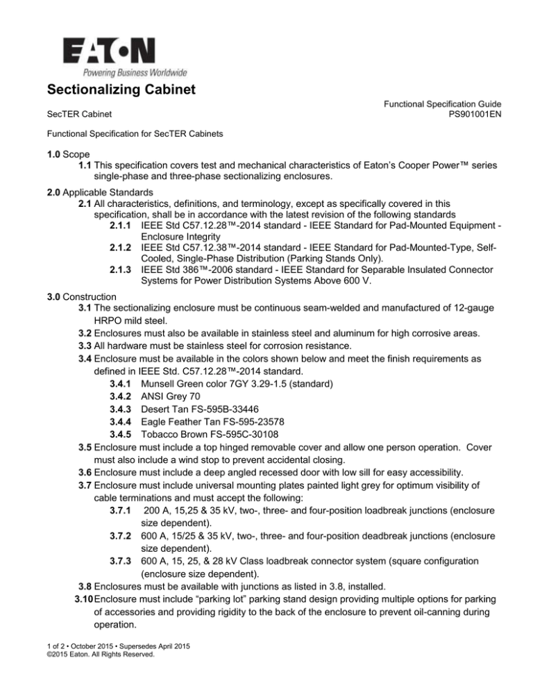 SecTER Cabinet Functional Specification Guide