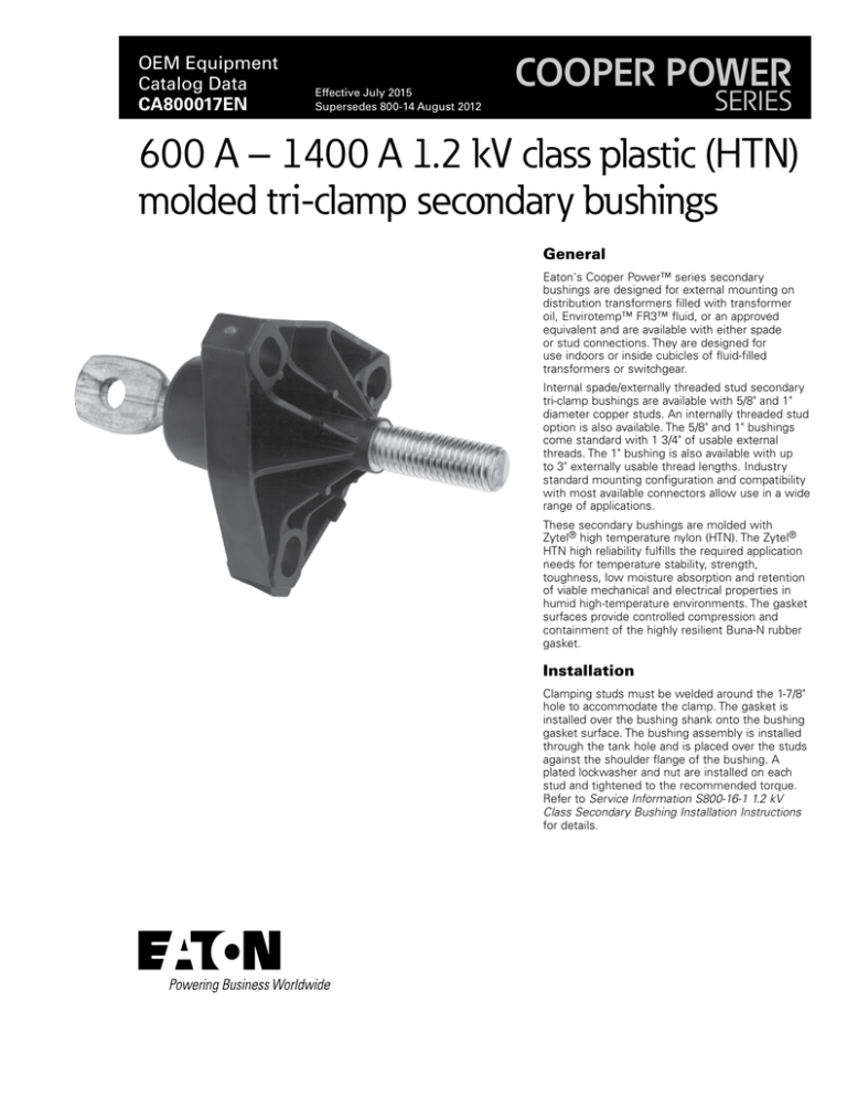 Cooper Power Secondary Bushings Catalog Data