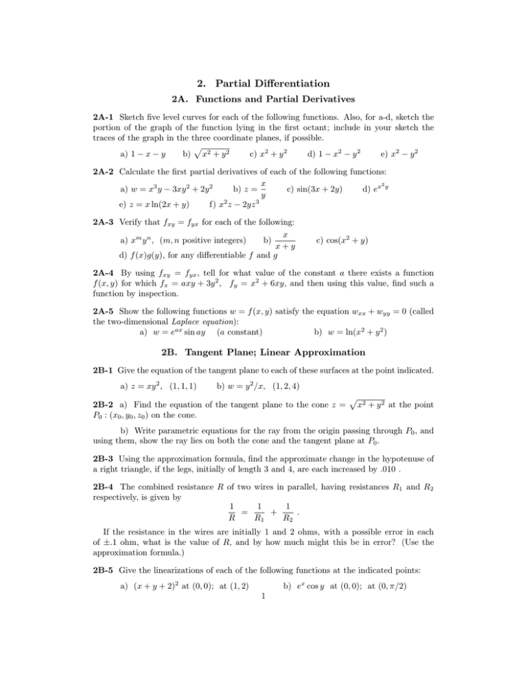 Partial Differentiation Exercises