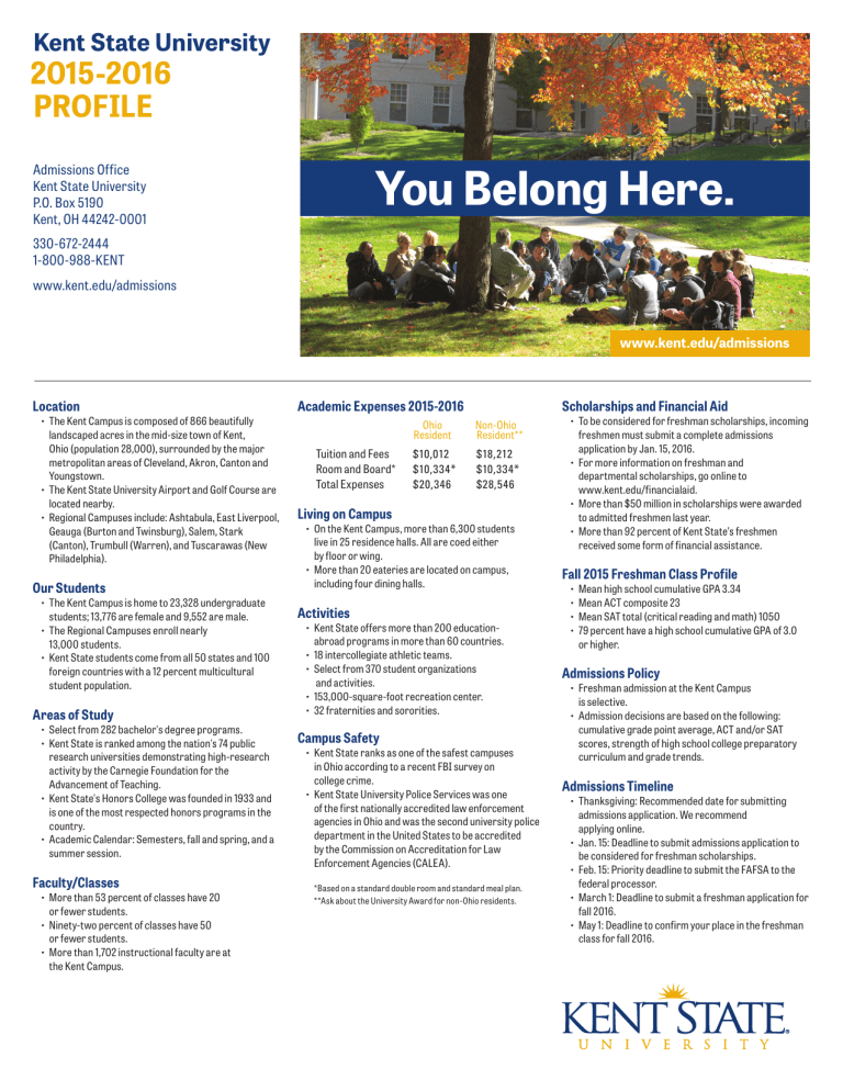 2015-2016 PROFILE Kent State University