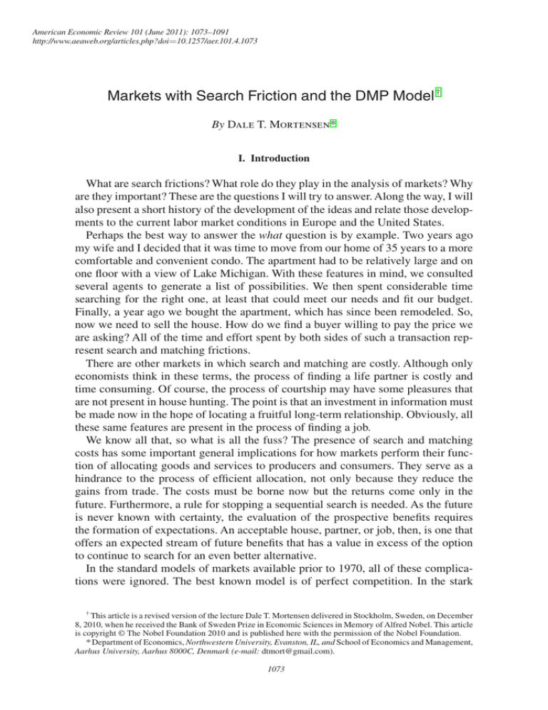 Markets with Search Friction and the DMP Model