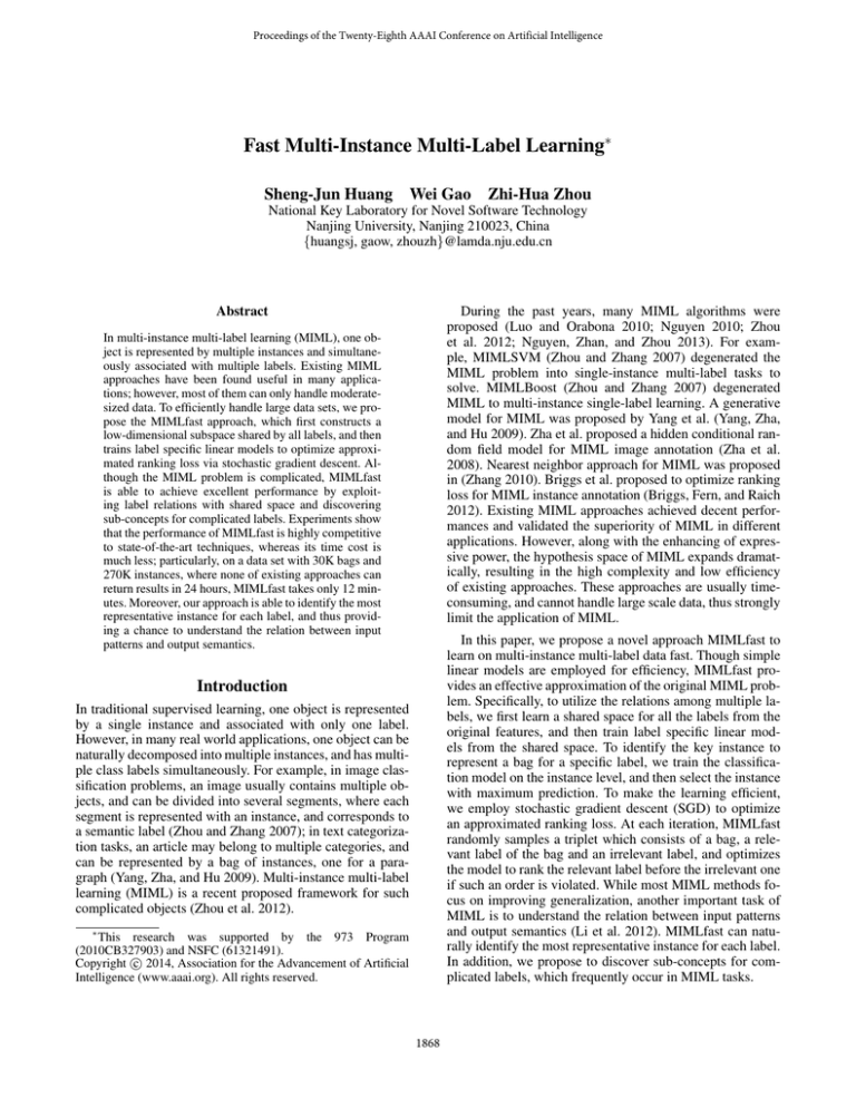 Fast Multi Instance Multi Label Learning Sheng Jun Huang Wei Gao Zhi Hua Zhou