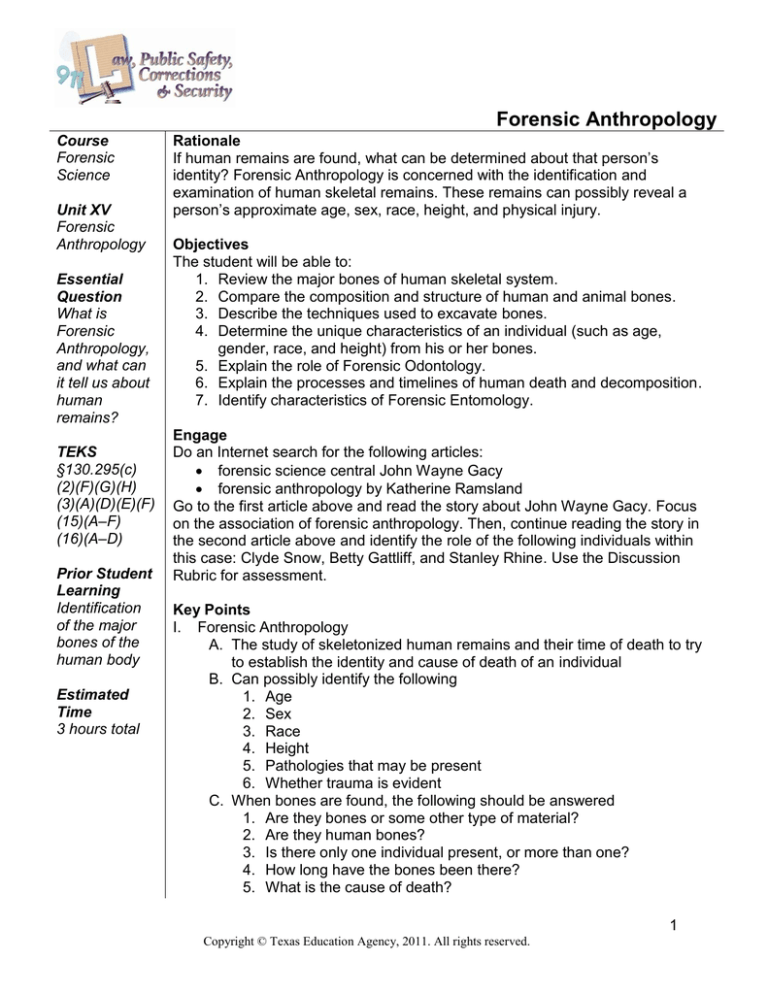 Forensic Anthropology Course Material