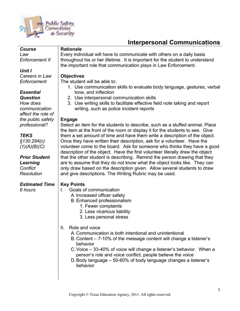Interpersonal Communication in Law Enforcement Course
