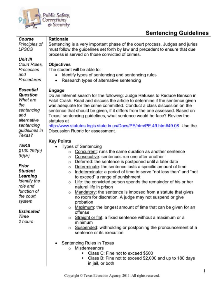 Texas Sentencing Guidelines: Court Roles & Procedures