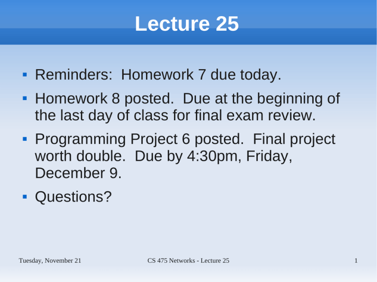 Lecture 25