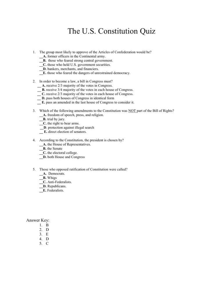 The U.S. Constitution Quiz