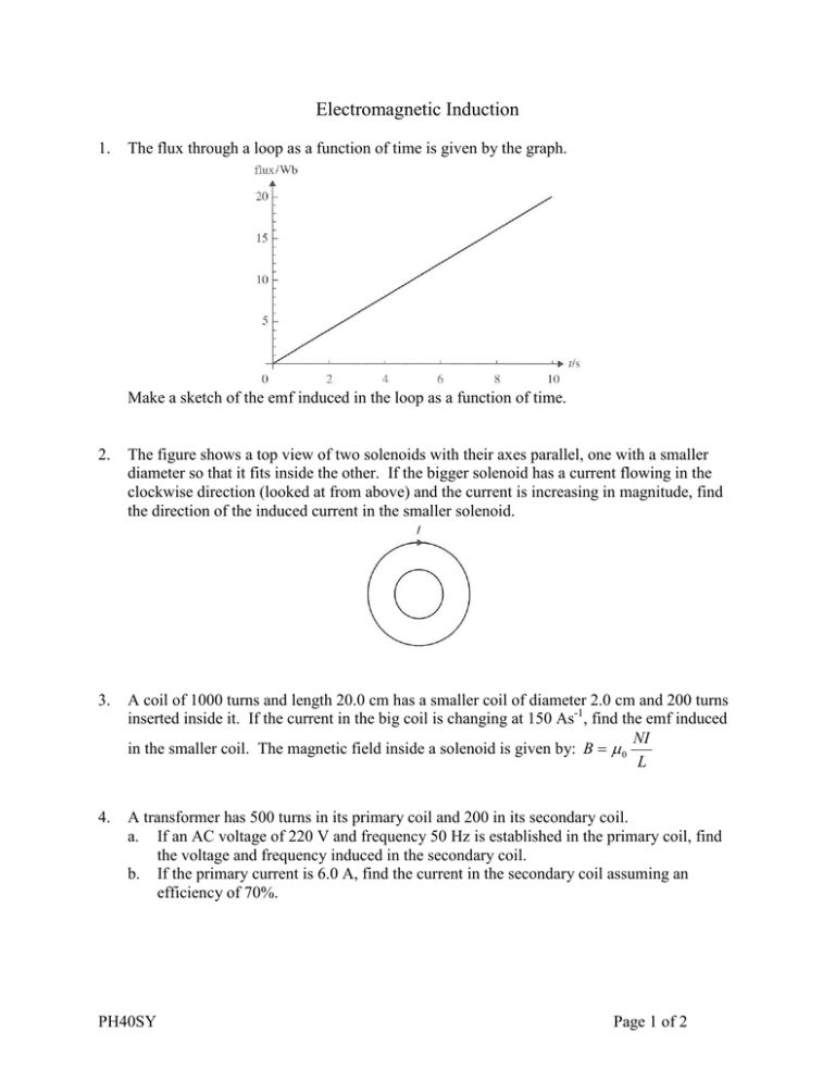 Electromagnetic Induction Worksheet
