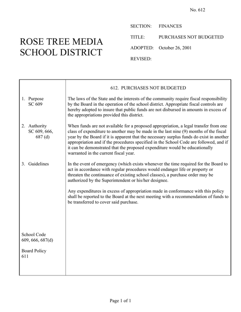 ROSE TREE MEDIA SCHOOL DISTRICT