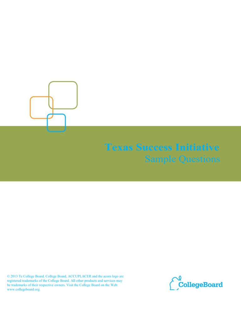 Texas Success Initiative Sample Questions