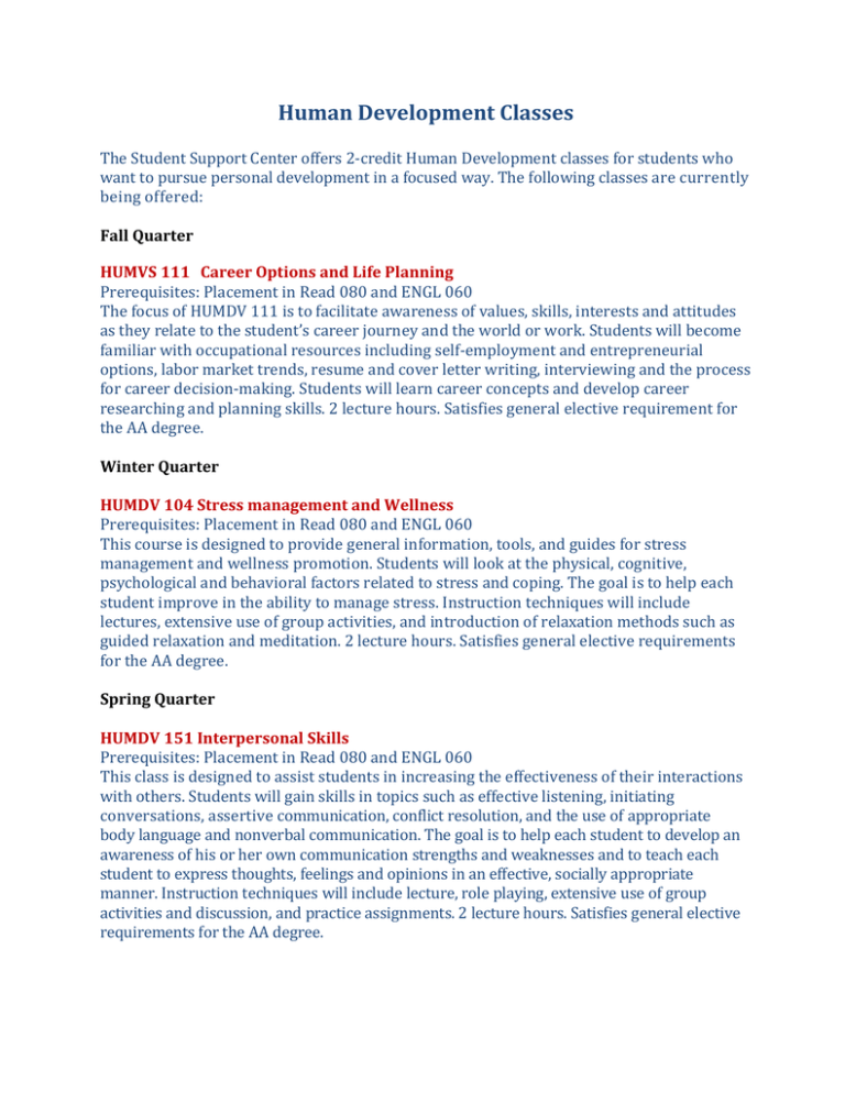 Human Development Classes