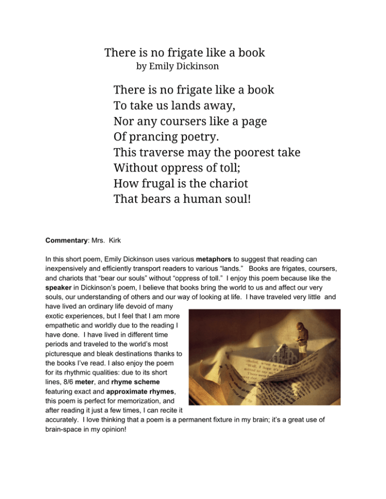Emily Dickinson's 'There is no Frigate Like a Book' Analysis