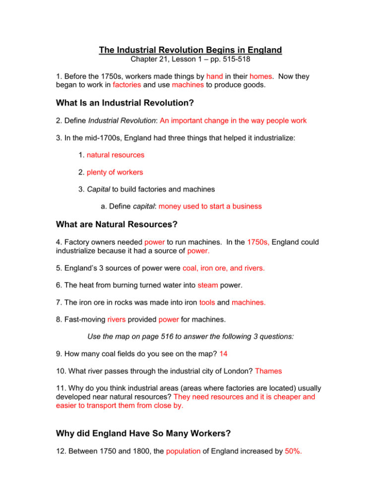Industrial Revolution in England: Lesson &amp; Resources
