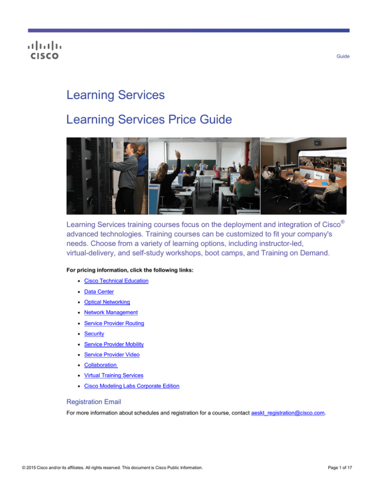 Learning Services Learning Services Price Guide