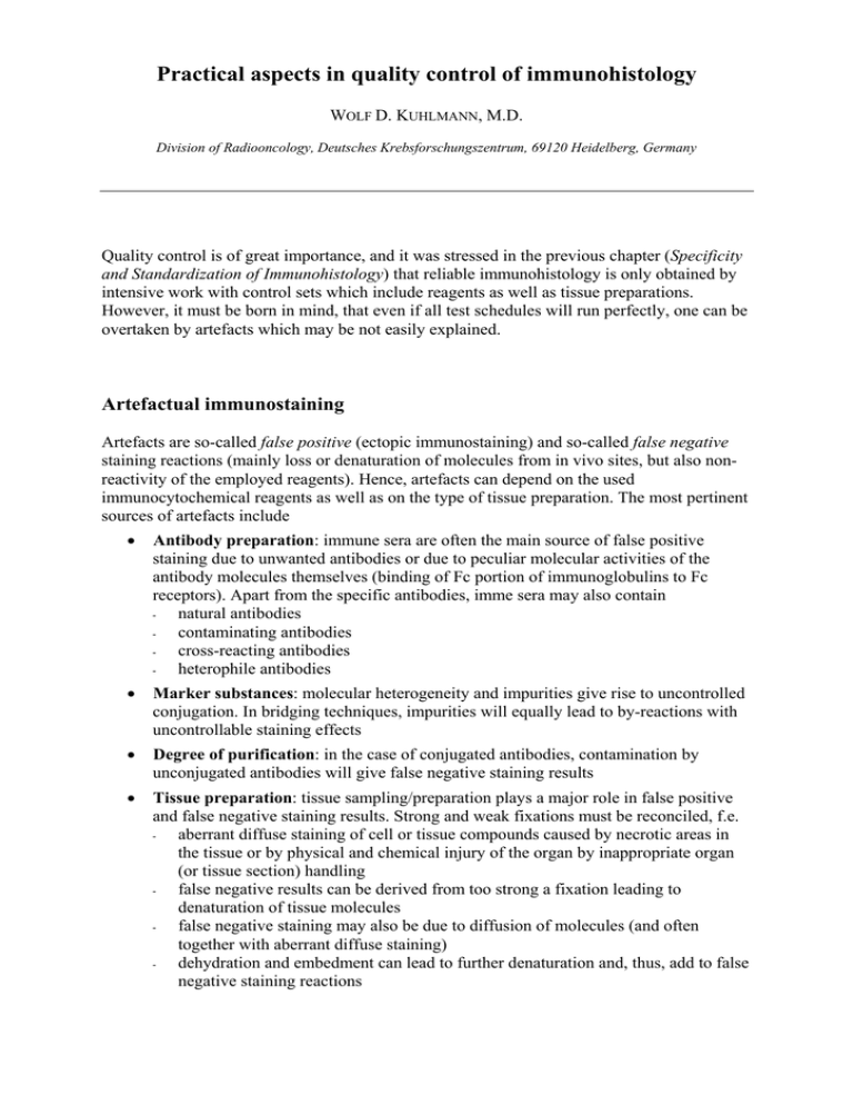 Practical aspects in quality control of immunohistology