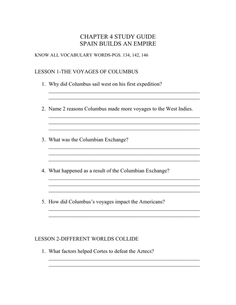 Spain Builds an Empire Study Guide: Columbus & New Spain