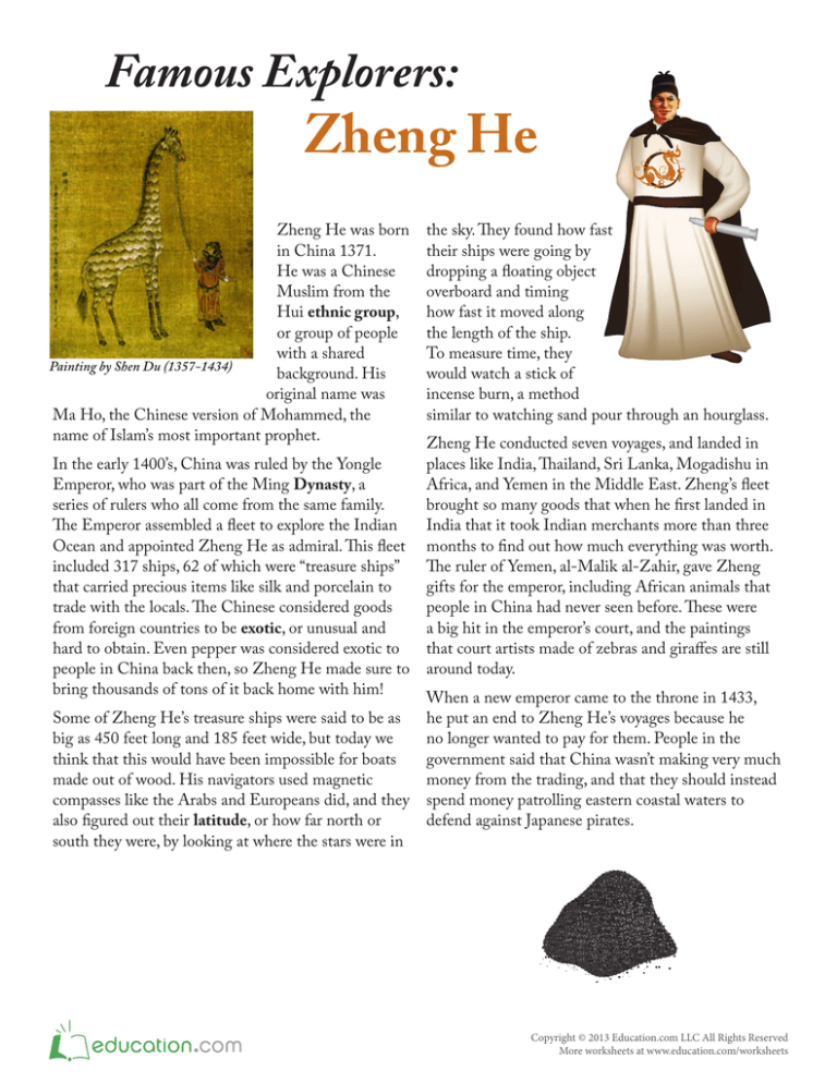 Zheng He: Explorer Worksheet | Education.com