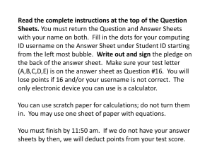 TEST INFORMATION SHEET