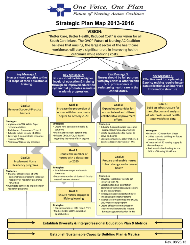 SC Nursing Strategic Plan 2013-2016: Better Care, Health, Cost