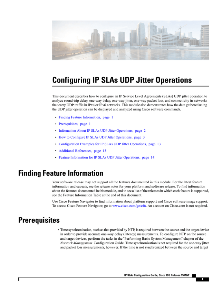 IP SLAs UDP Jitter Configuration Guide