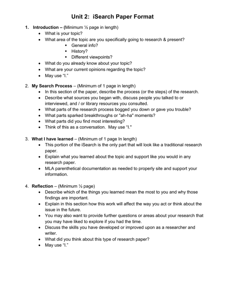 iSearch Paper Format: Research Assignment Guide