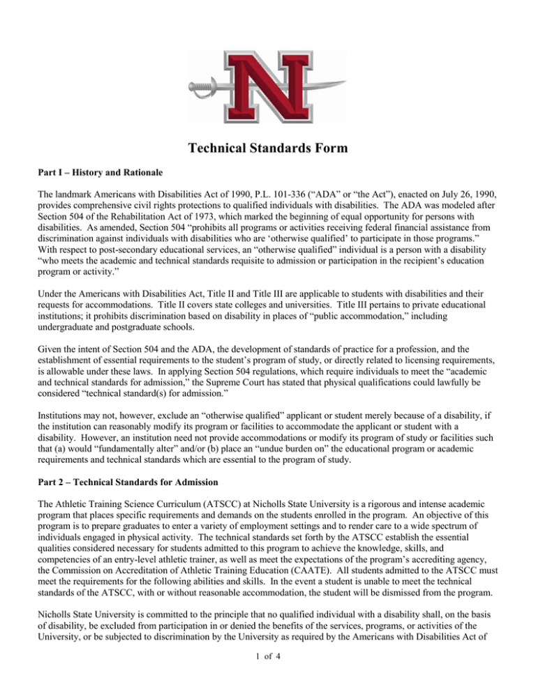 Technical Standards Form