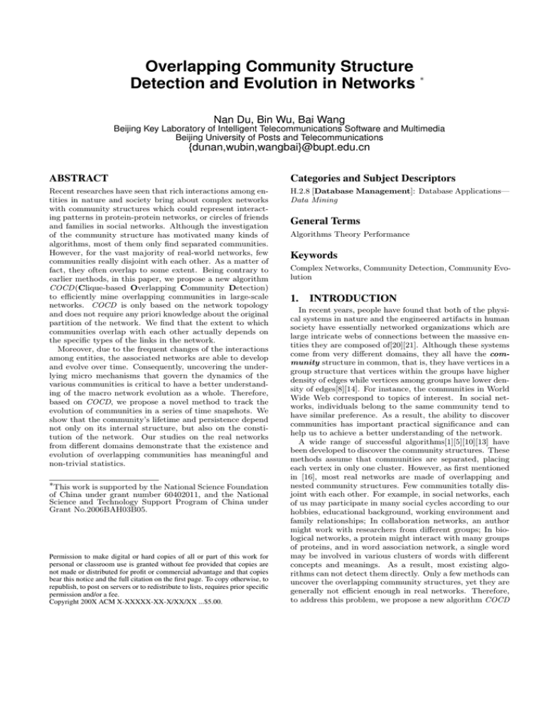 Overlapping Community Structure Detection And Evolution In Networks 