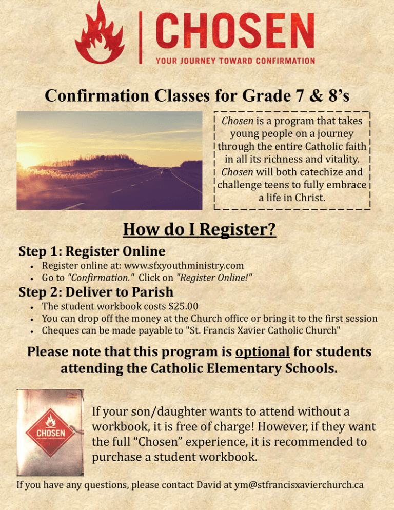 Confirmation Classes for Grade 7 & 8’s