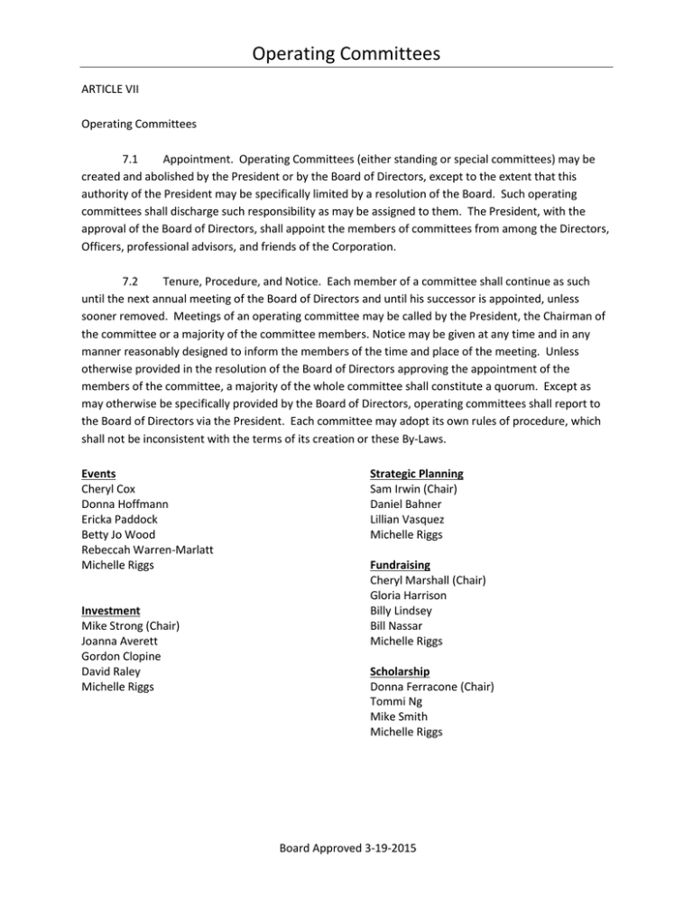 Operating Committees