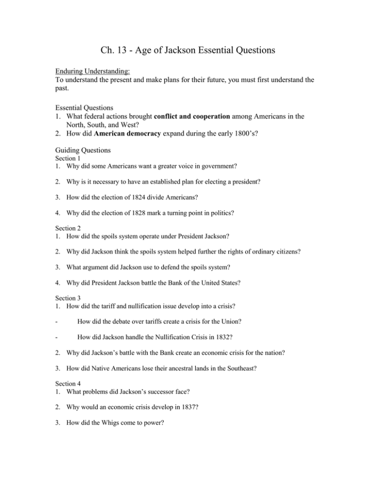 Age of Jackson Study Guide: Essential Questions & Topics