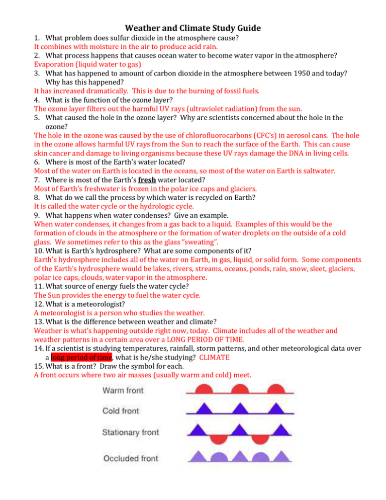 Weather and Climate Study Guide: Key Concepts & Questions