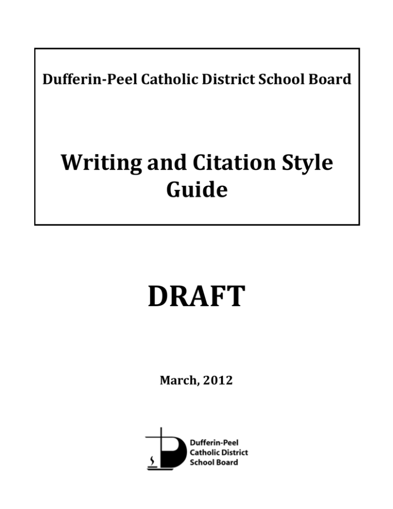 DRAFT Writing and Citation Style Guide