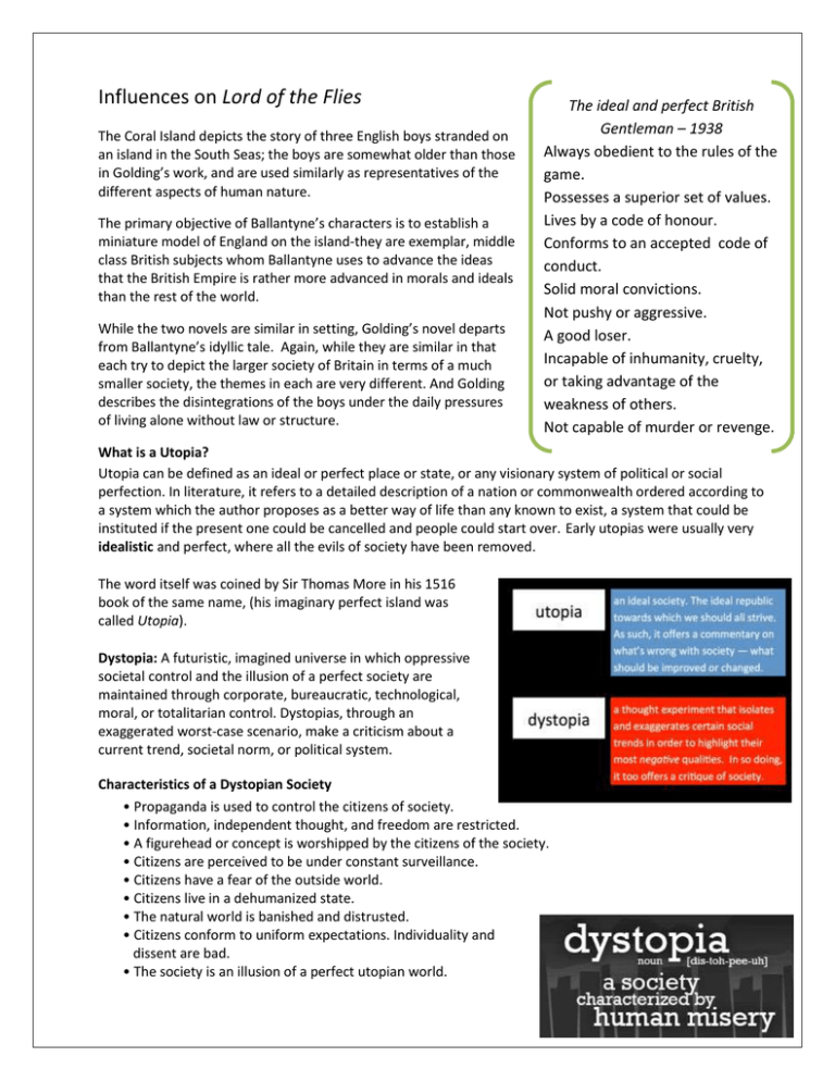 Lord of the Flies Influences: Utopia, Dystopia Analysis
