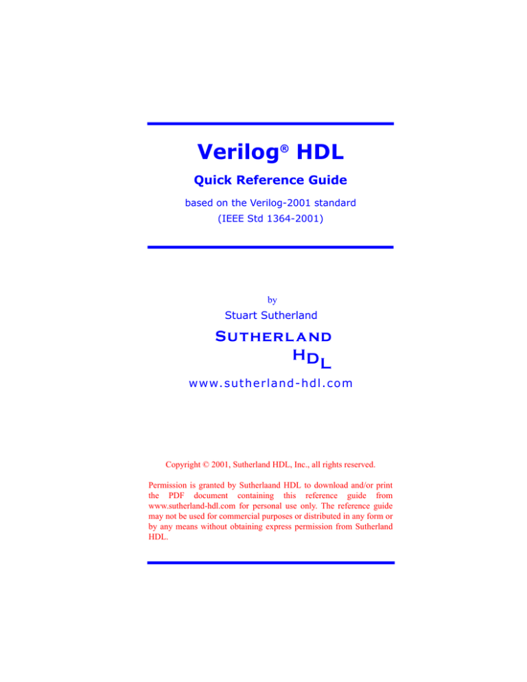 Verilog Hdl Sutherland Quick Reference Guide 