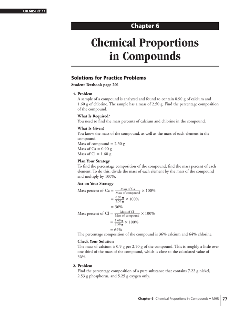Chemical Proportions: Practice Problem Solutions
