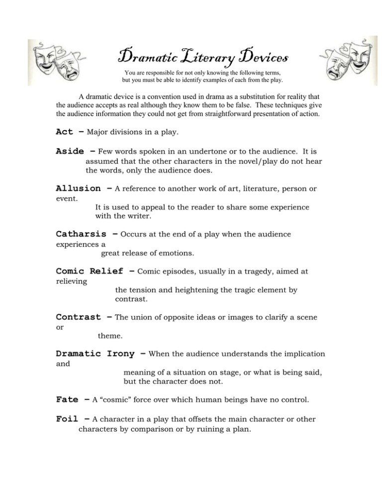 Dramatic Literary Devices: Study Guide