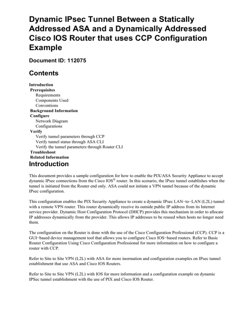 Dynamic Ipsec Tunnel Between A Statically 
